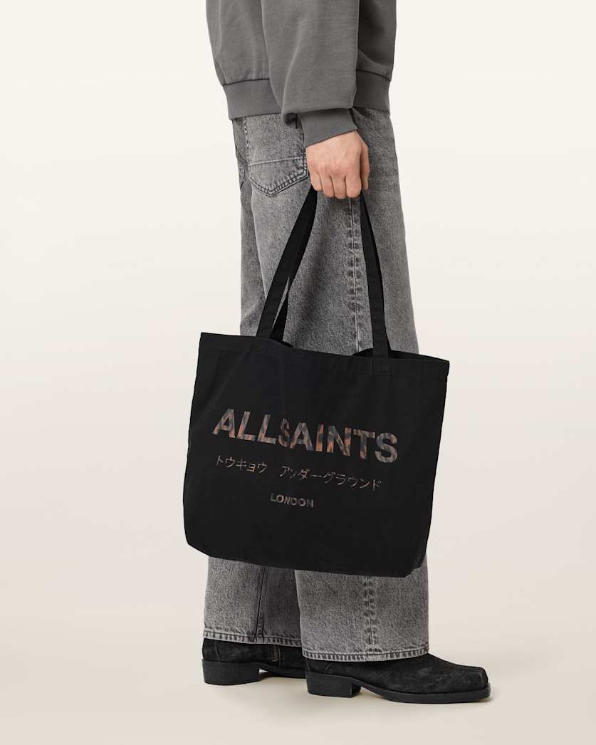 Underground Logo Printed Tote Bag BLACK/LEOPARD | ALLSAINTS